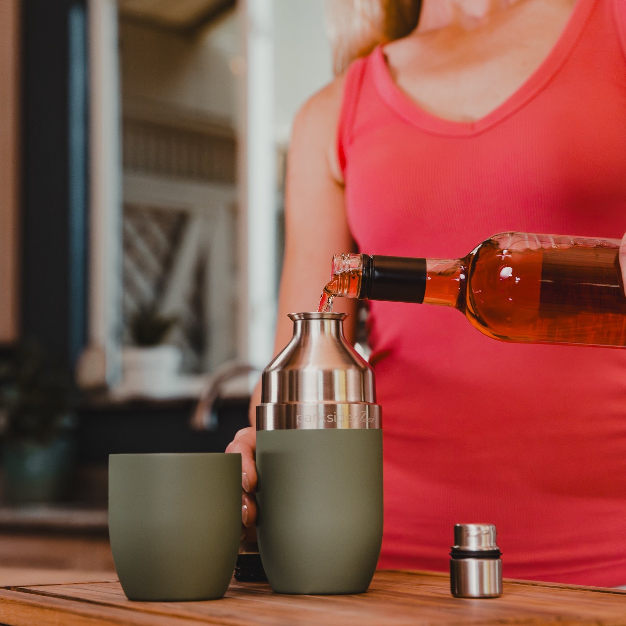 Parkside Flask - Wine Flask + Stemless Glasses | High Camp Flasks