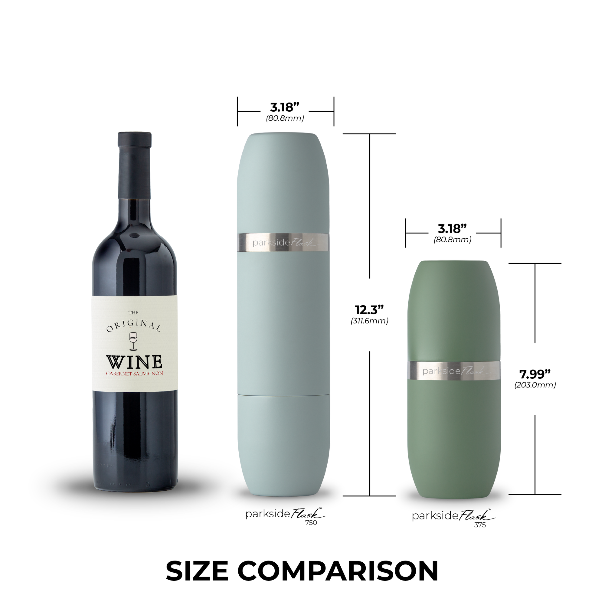 Parkside Flask™ 375 - Wine Flask + Stemless Glass | High Camp Flasks